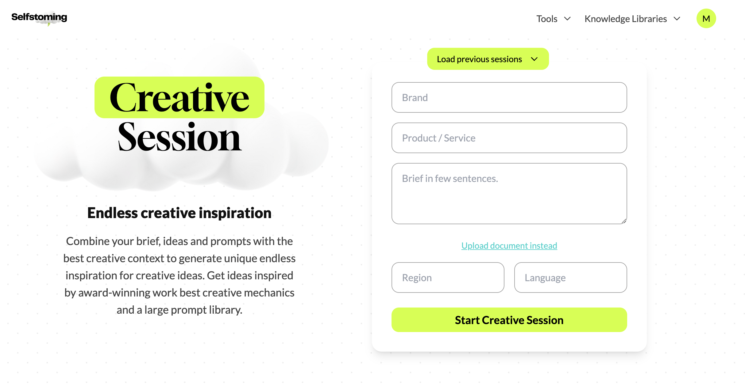 Creative Inspiration Session - AI Campaign Idea Generator | Selfstorming